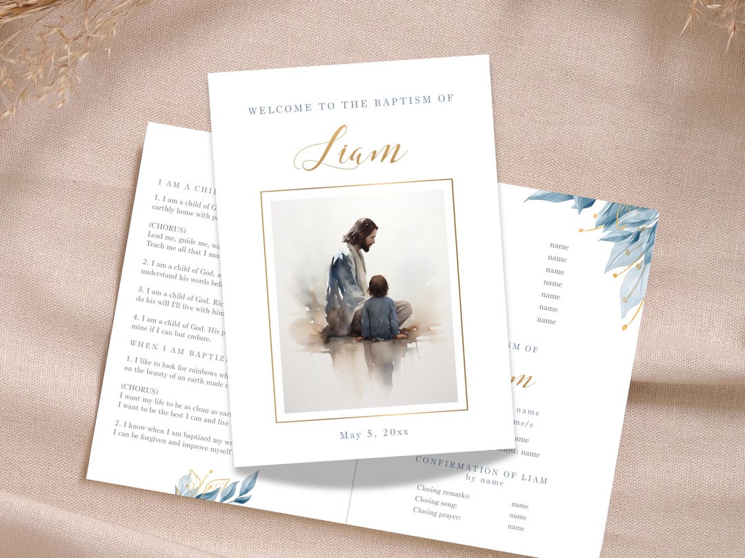 LDS Baptism Program for Boy, Jesus & Boy, LDS Baptism Printable, Mormon ...