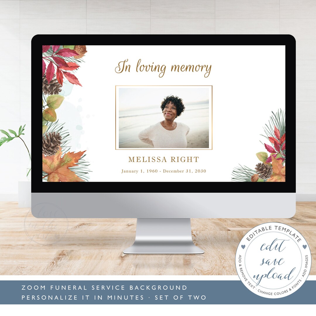 Fall Virtual Funeral Background, ZOOM Template for Virtual Memorial ...