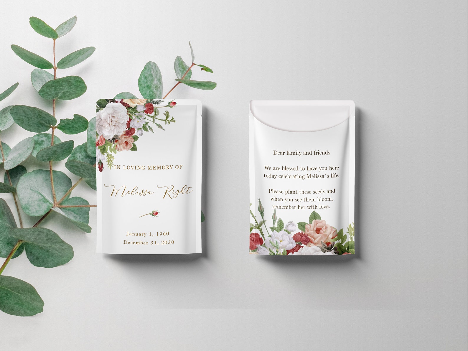 Seed Packet for Funeral With Roses Memorial Seed Packets | Etsy