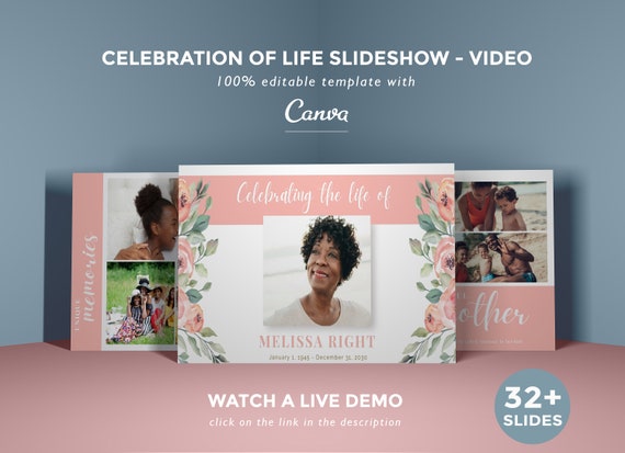 Celebration of Life Slideshow Memorial Video Template Life - Etsy