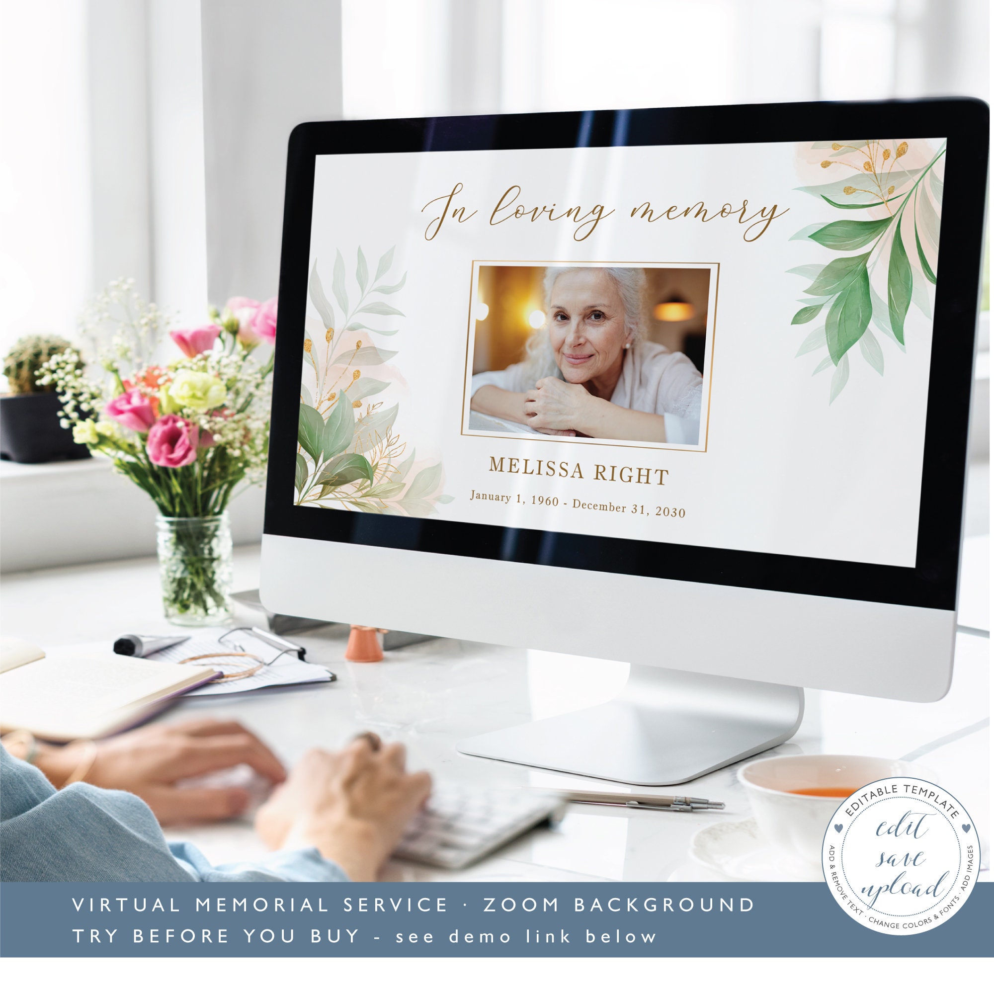 ZOOM Funeral Background ZOOM Template for Virtual Memorial | Etsy