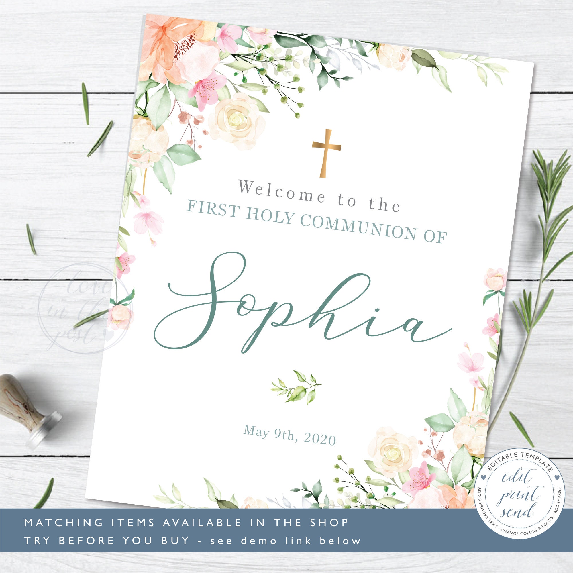 Communion Welcome Sign Template First Holy Communion Welcome - Etsy
