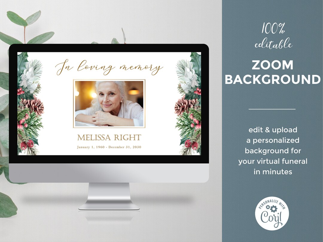 Christmas Virtual Funeral Background, ZOOM Template for Virtual ...