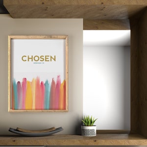 Chosen Colorful Bible Verse Wall Art Uplifing Scripture Art - Etsy