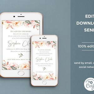 Digital Announcement of Death With Coralroses, Electronic Death Card ...