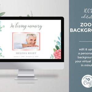 Peonies ZOOM Funeral Background, Template for Virtual Memorial Service ...