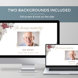 Christmas Floral Virtual Funeral Background, ZOOM Template for Virtual ...