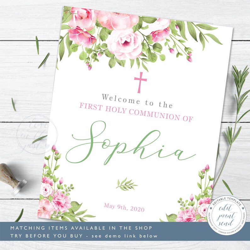 Communion Welcome Sign Template First Holy Communion Welcome - Etsy