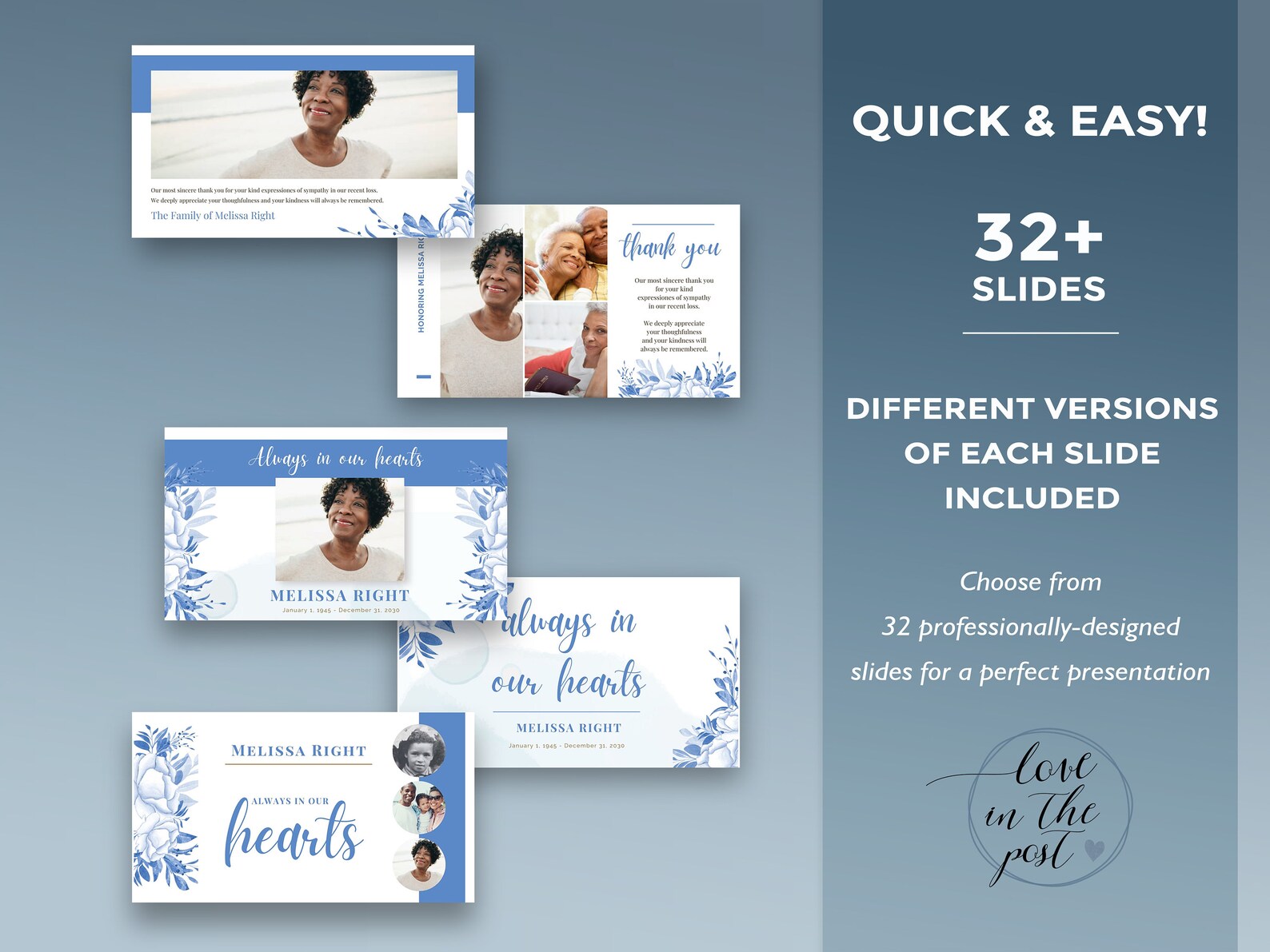 Blue Floral Funeral Slideshow Template Memorial Video | Etsy