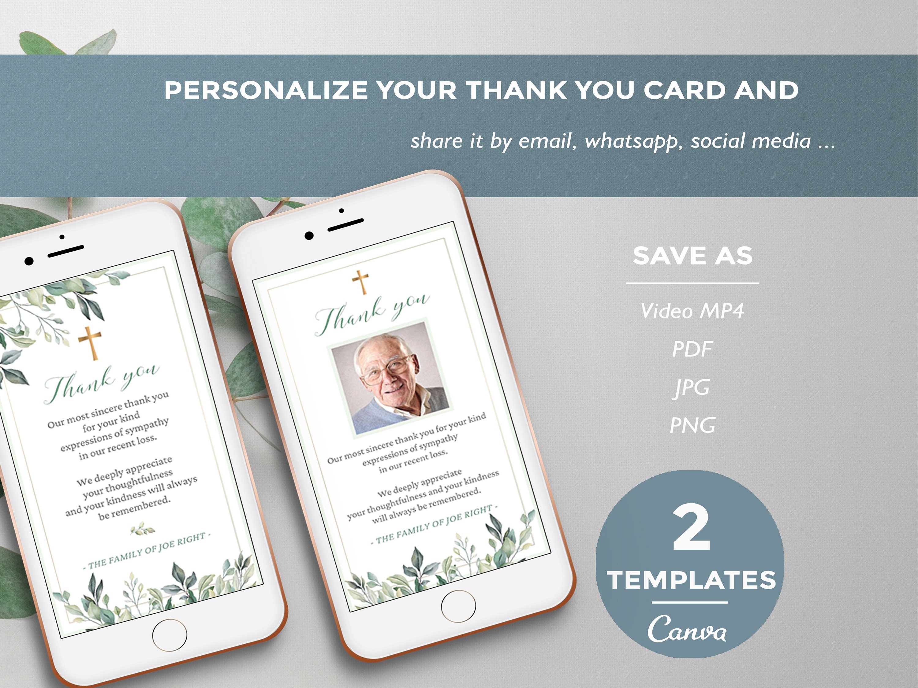 Electronic Funeral Thank You Card, Templates for Man, Smartphone ...
