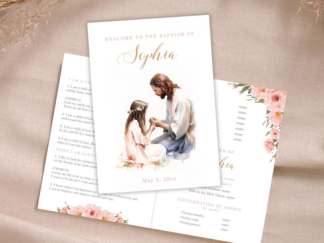 Editable LDS Baptism Program Template for Girl, Jesus & Girl, LDS ...
