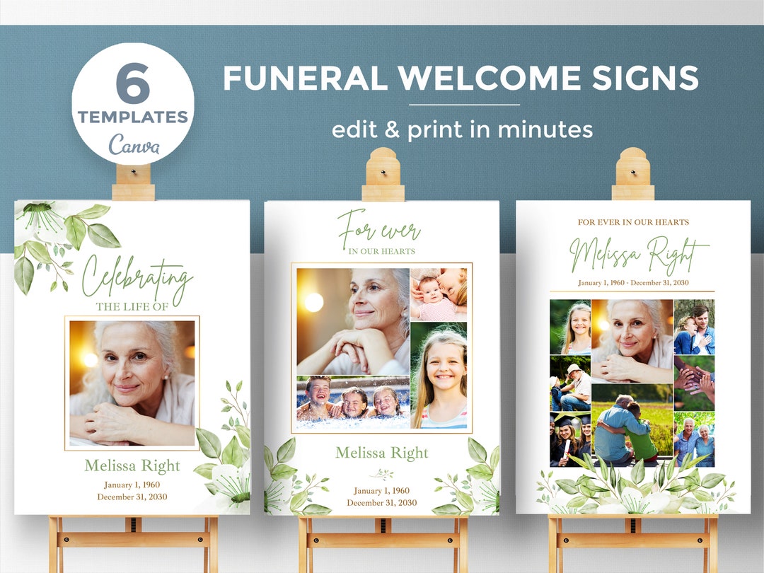 Funeral Welcome Sign Templates, Funeral Photo Collage, Memorial Poster ...