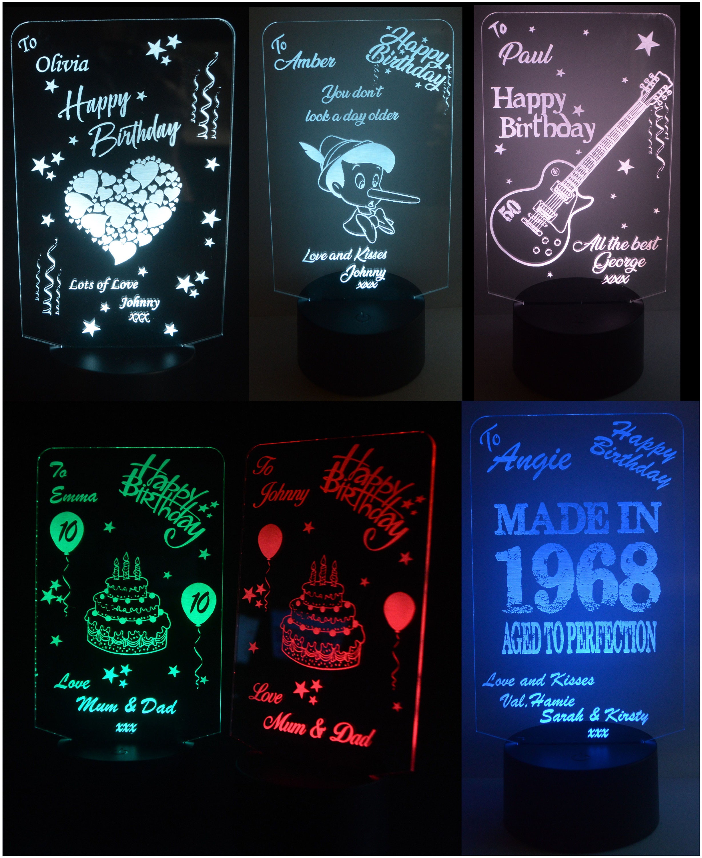 Personalised Birthday LED Card - Etsy UK