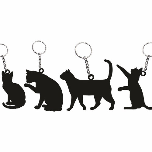 Black Cat Keychain Black Cat Key Ring Black Enamel Cat Back - Etsy ...
