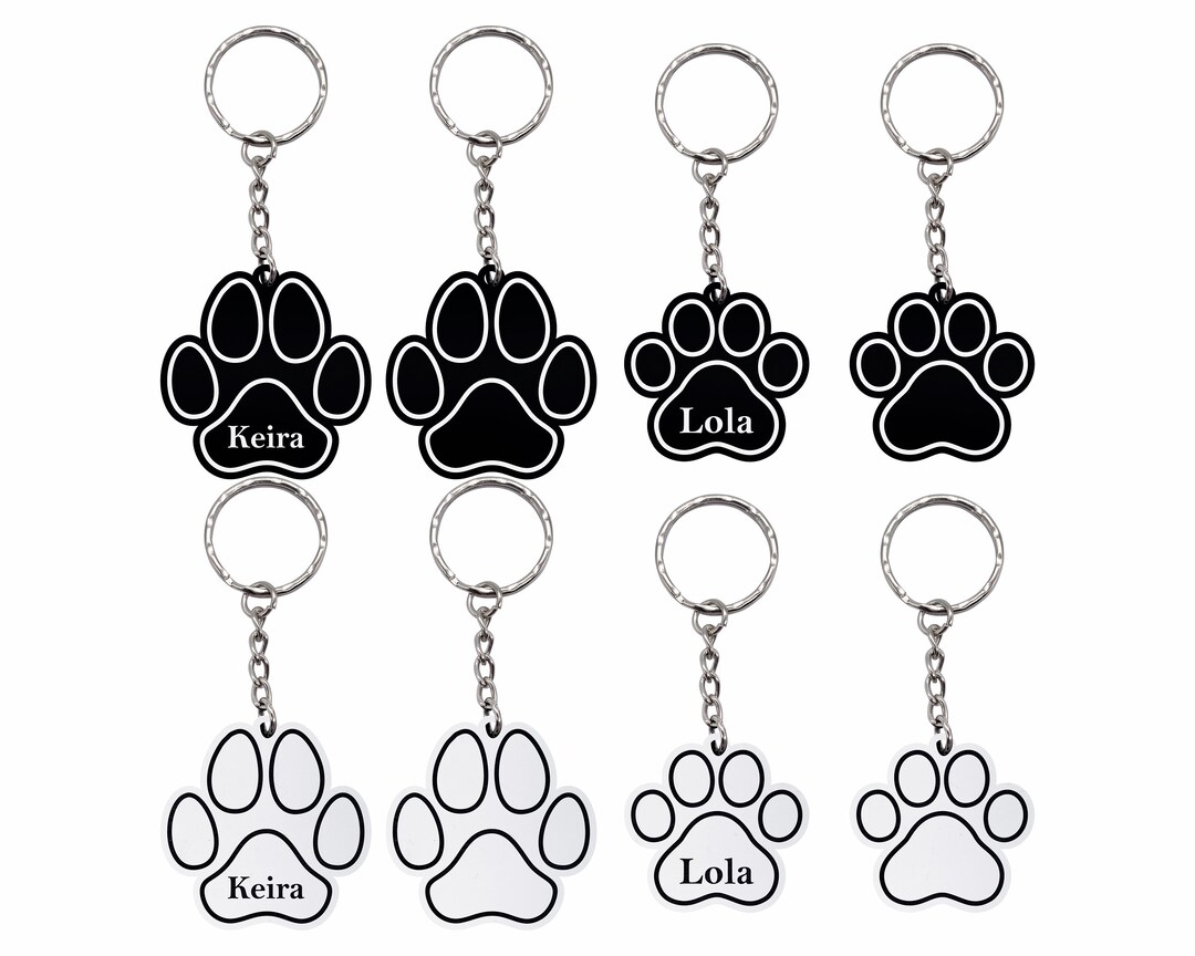 Pet Key Ring Personalised Dog and Cat Paw Shape - Etsy UK