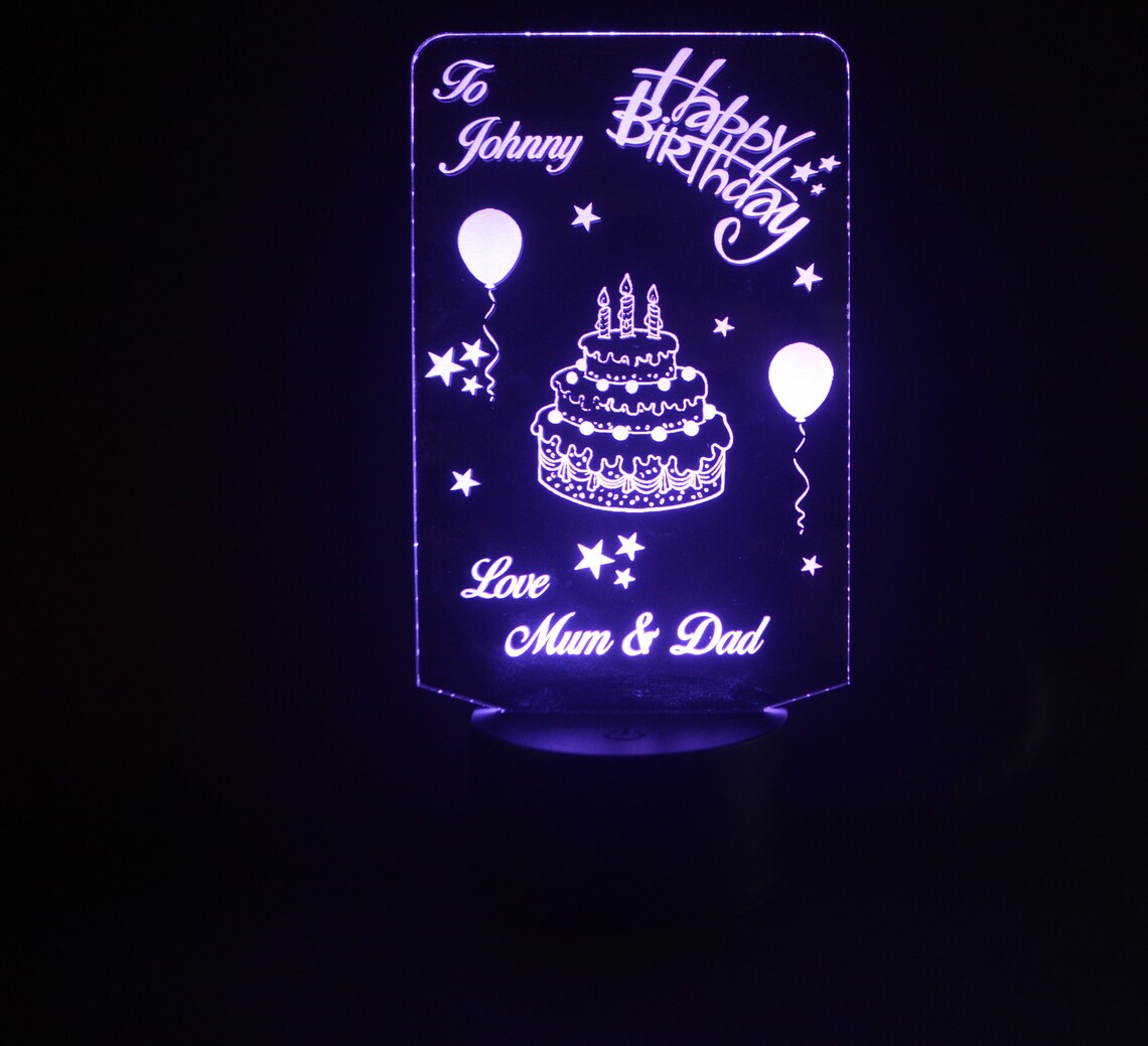 Personalised Birthday LED Card | Etsy UK
