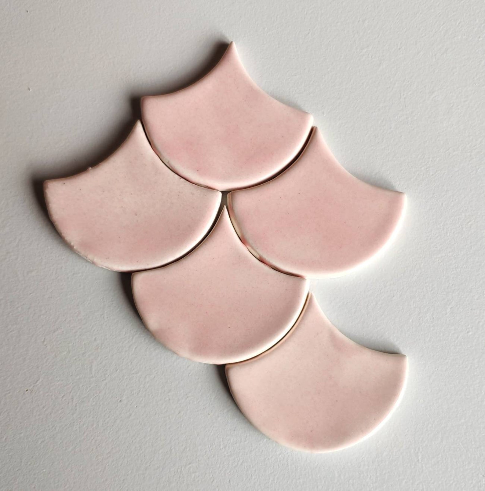 Handmade Ceramic Mosaic Tiles, Morocco Fish Scale Pink - Etsy