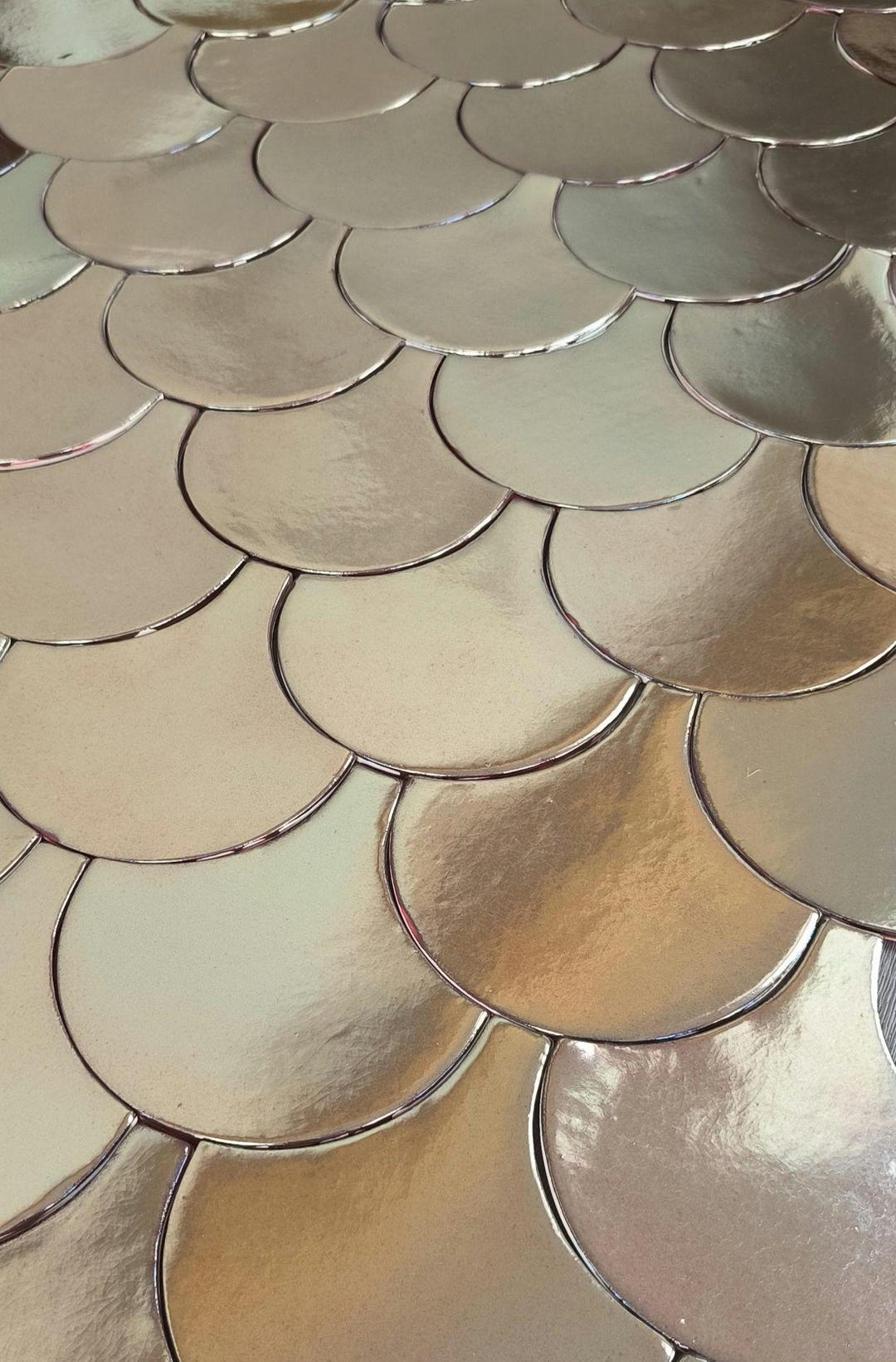 Handmade Light Gold Ceramic Fish Scale Mosaic Tiles (72 Pieces) - Etsy