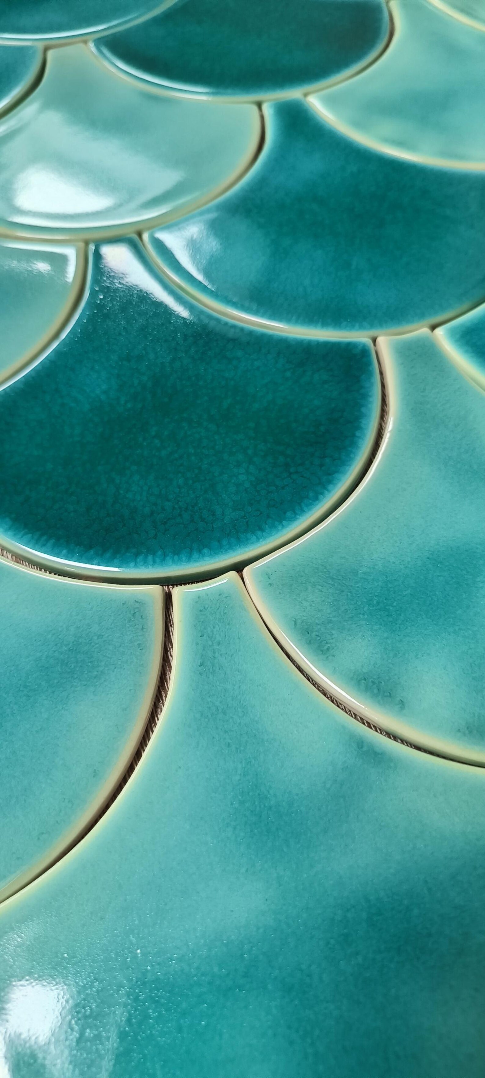 Handmade Ceramic Mosaic Tiles: Moroccan Fish Scale Scallop, Light and ...