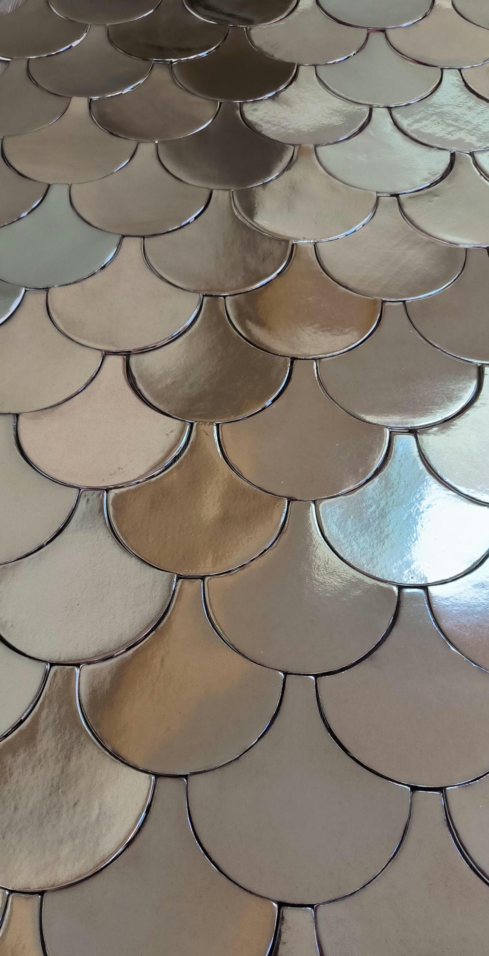 Handmade Light Gold Ceramic Fish Scale Mosaic Tiles (72 Pieces) - Etsy