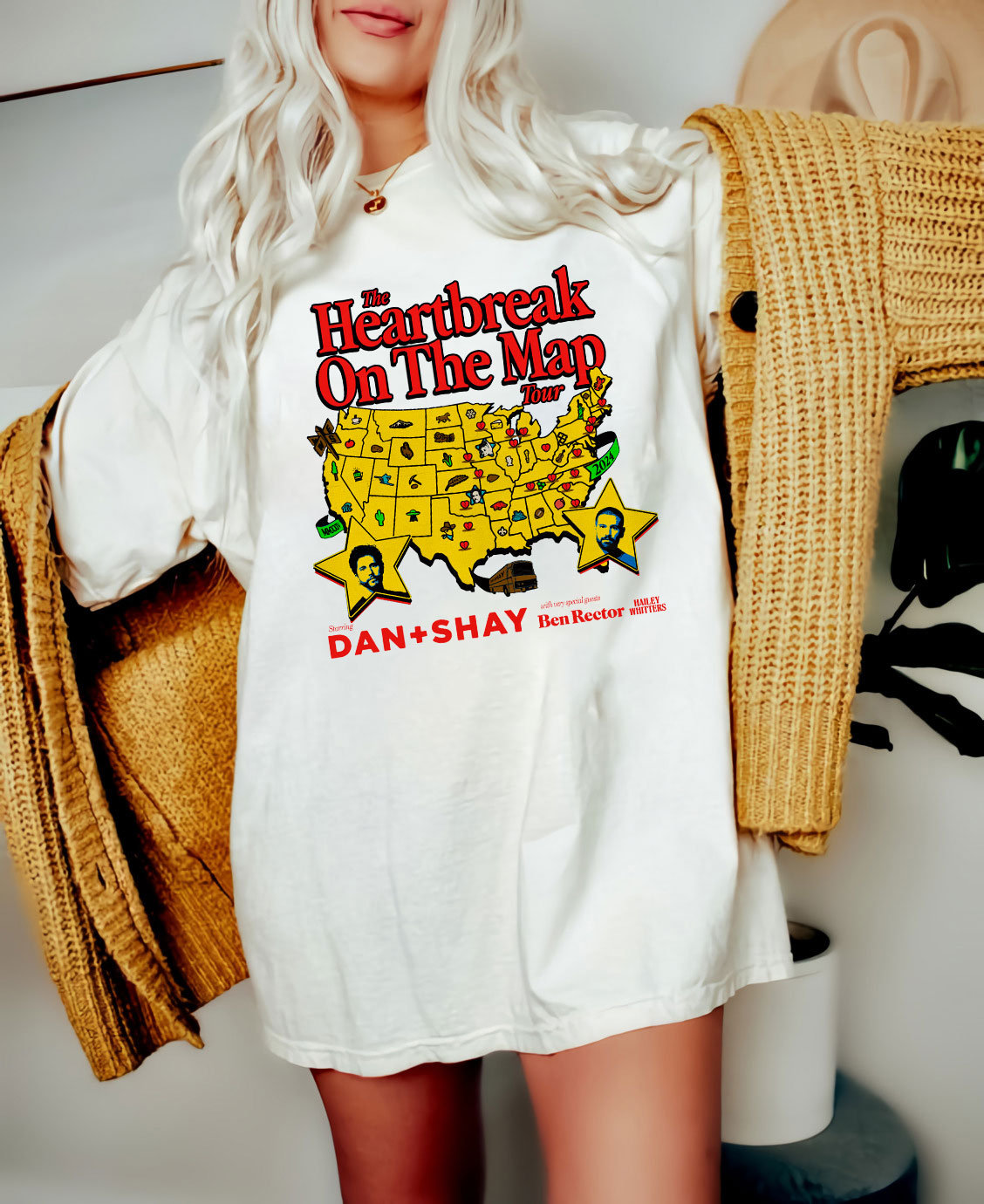 Dan + Shay 2024 Heartbreak on the Map Tour Shirt, Dan Shay Band Fan ...