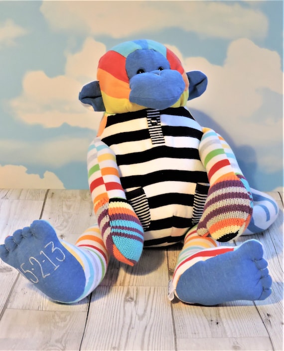 Monkey Keepsake Made From Baby Clothes Monkey Keepsake First | Etsy