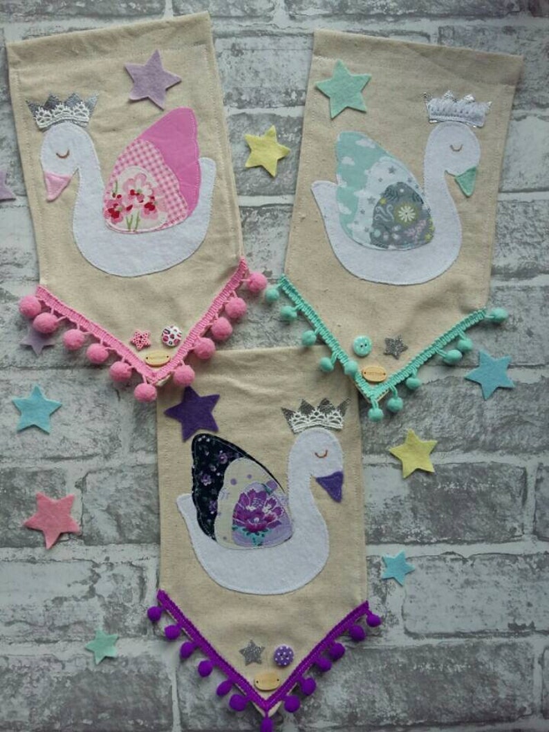 Swan Wall Hanging, Swan Flag, Princess Swan Decor, Swan Banner, Royal ...