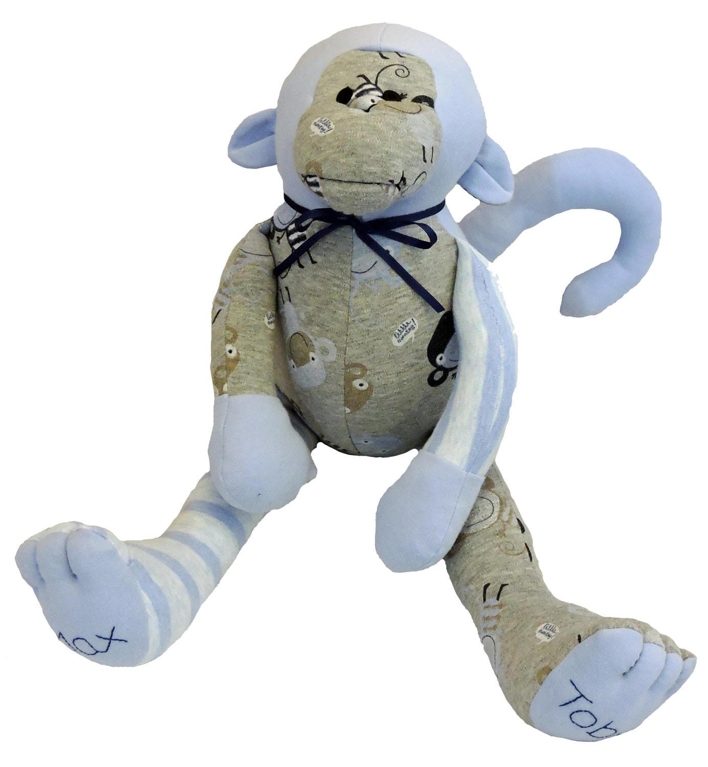 Monkey Keepsake Made From Baby Clothes Monkey Keepsake First | Etsy