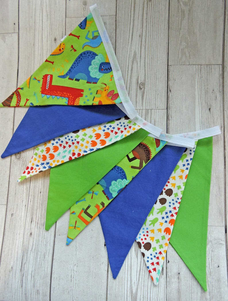 Dinosaur Bunting Flags in Bright Colours - Blue, Green, Red - Etsy