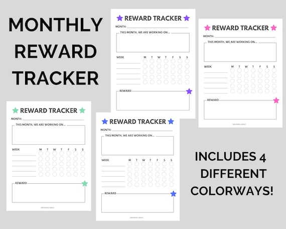 MONTHLY REWARD TRACKER Printable Toddler Preschool Learning - Etsy