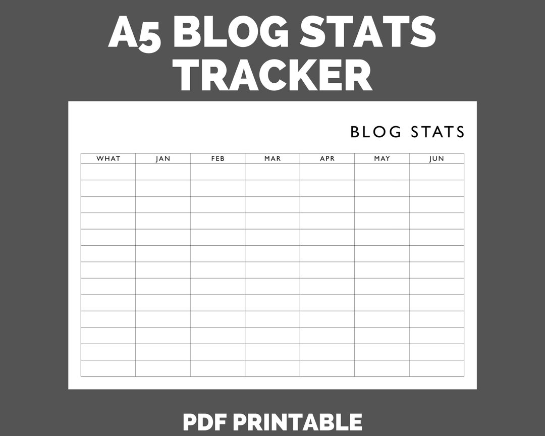 A5 BLOG STATS Tracker Printable PDF Planner Insert Etsy