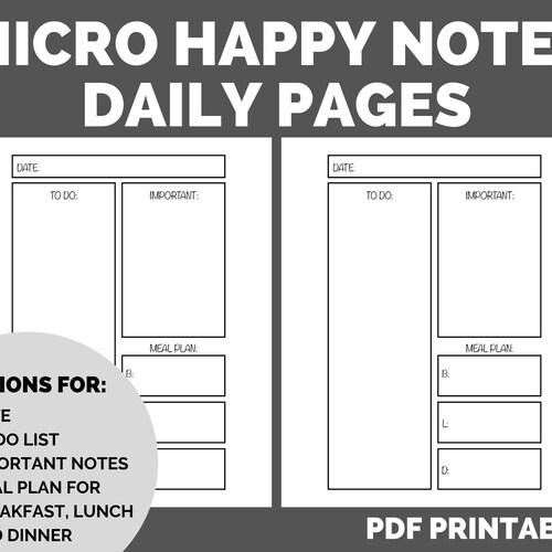 Micro Happy Planner Printable Inserts Micro Notes Bundle Happy - Etsy