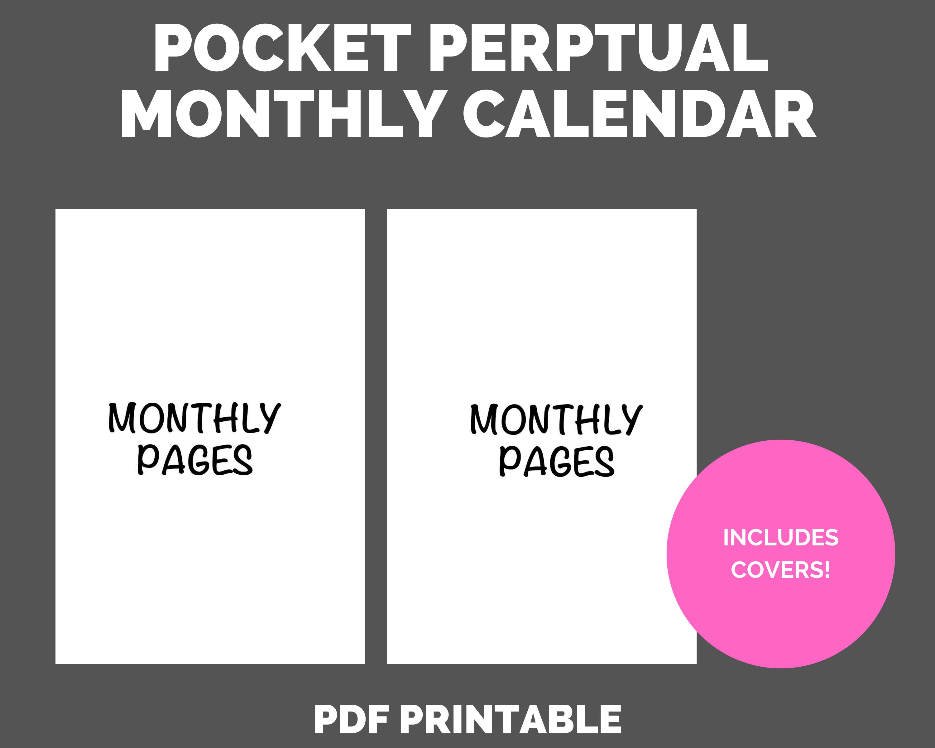 Pocket Rings Perpetual Monthly Calendar Printable PLANNER INSERT - Etsy