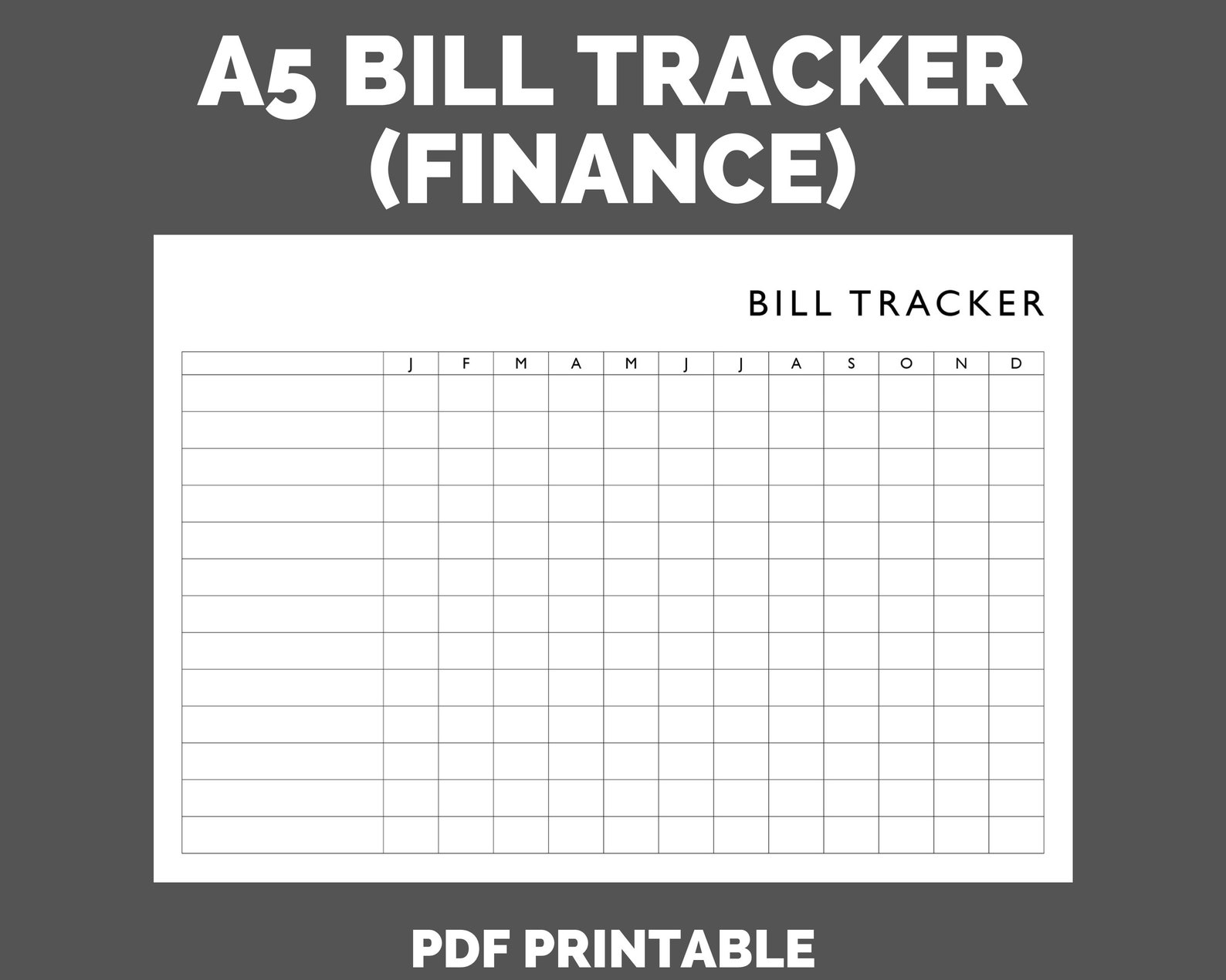 A5 BILL TRACKER Printable PDF Planner Insert Budgeting Etsy