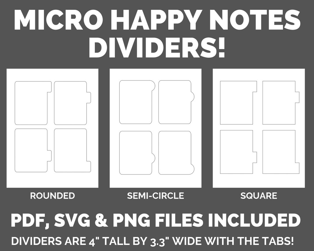 Micro Happy Planner Notes Divider Printable SVG, PNG, PDF Digital ...