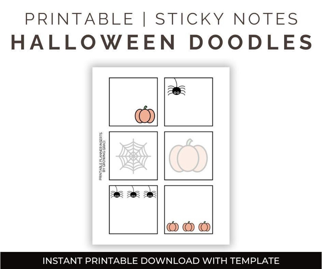 Halloween PRINTABLE STICKY NOTES Template Great for Planners Doodles of ...