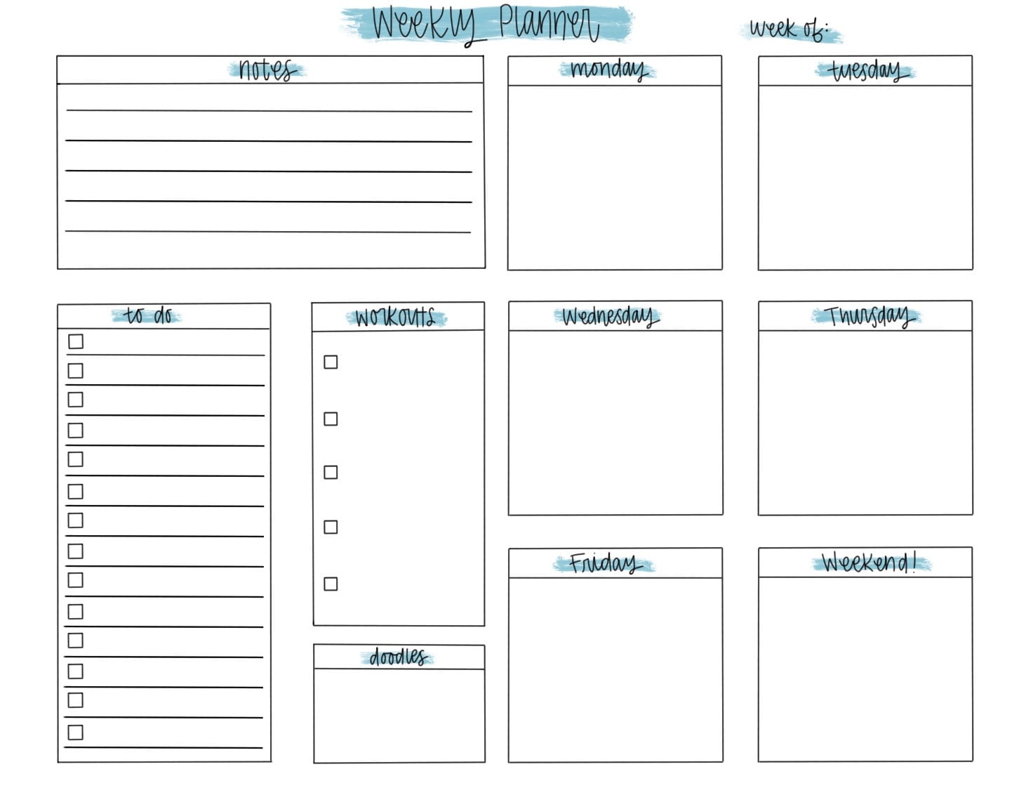 Detailed Weekly Planner--blue, Weekly Planner for Work, Weekly Planner ...