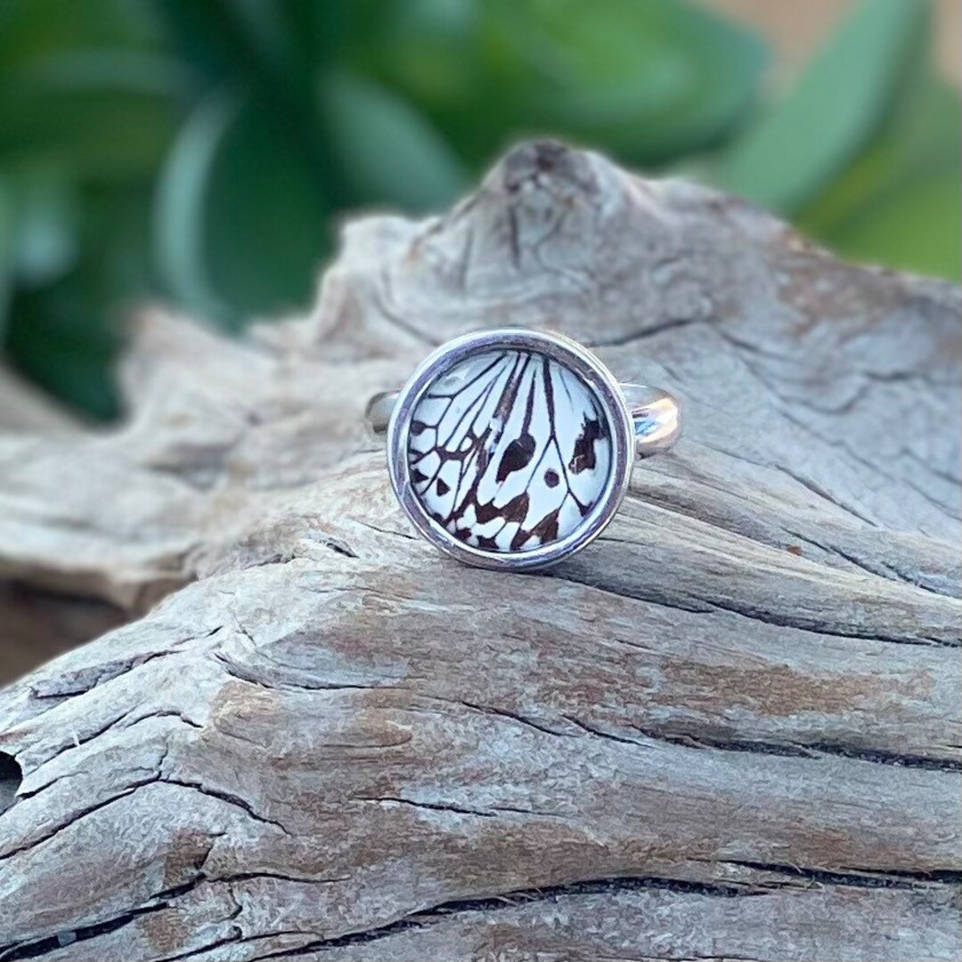 Butterfly Wing Ring. Stainless Steel Adjustable Ring W Replica Black ...