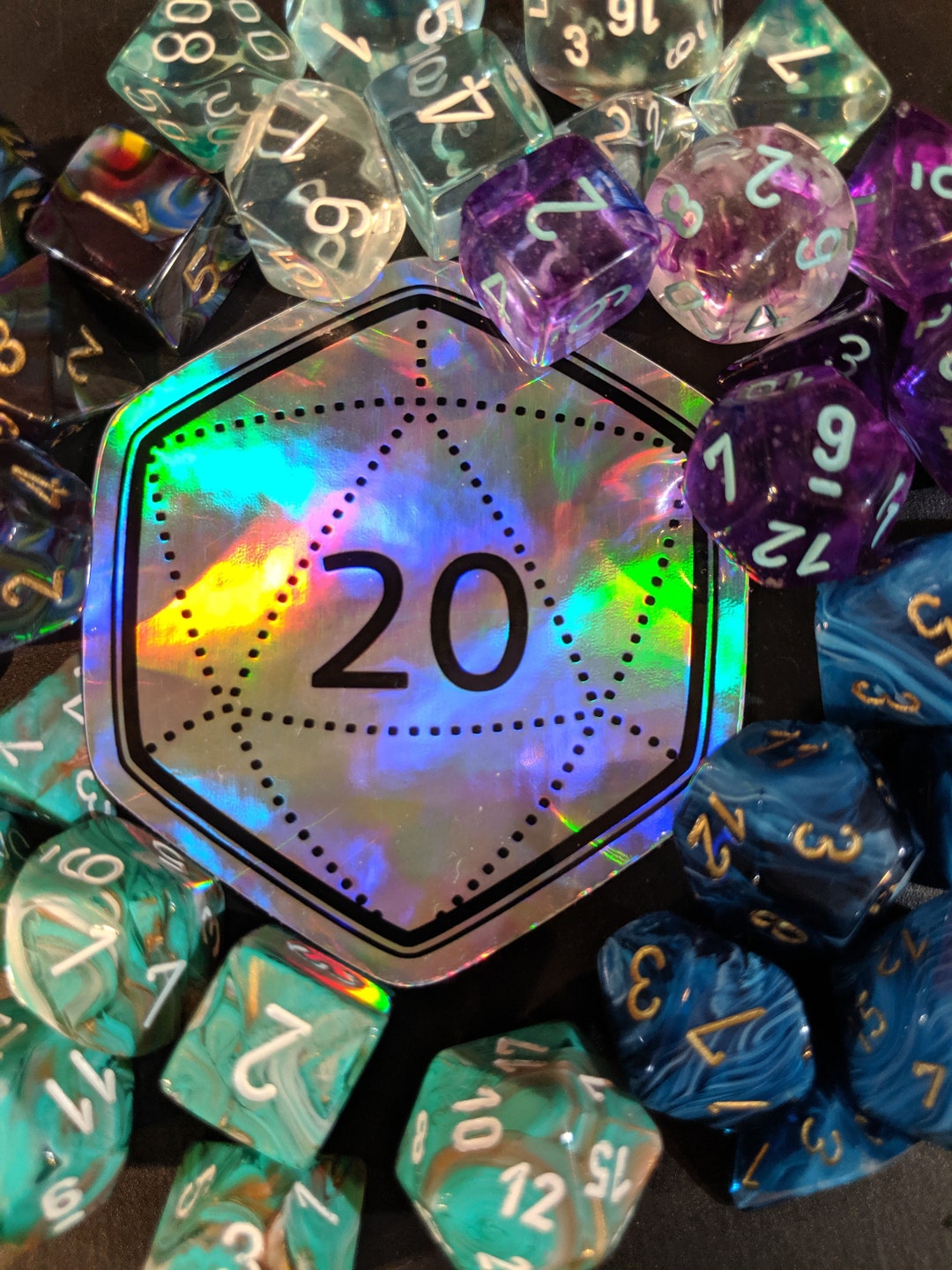 Holographic D20 Dice Critical Success Sticker - Etsy