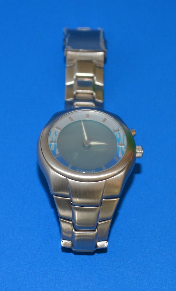 Watch-Fossil Big Tic JR-8222 Men's Blue Flame Dial Bi… - Gem