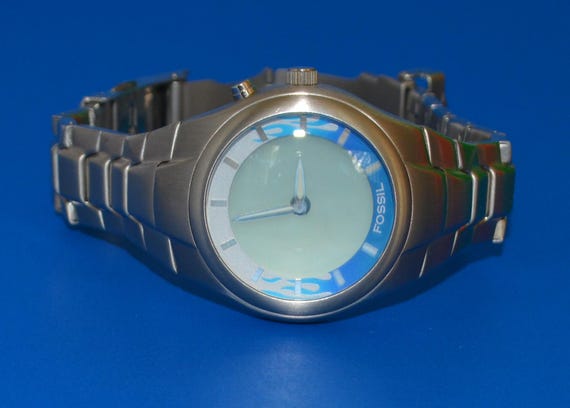 Watch-Fossil Big Tic JR-8222 Men's Blue Flame Dial Bi… - Gem