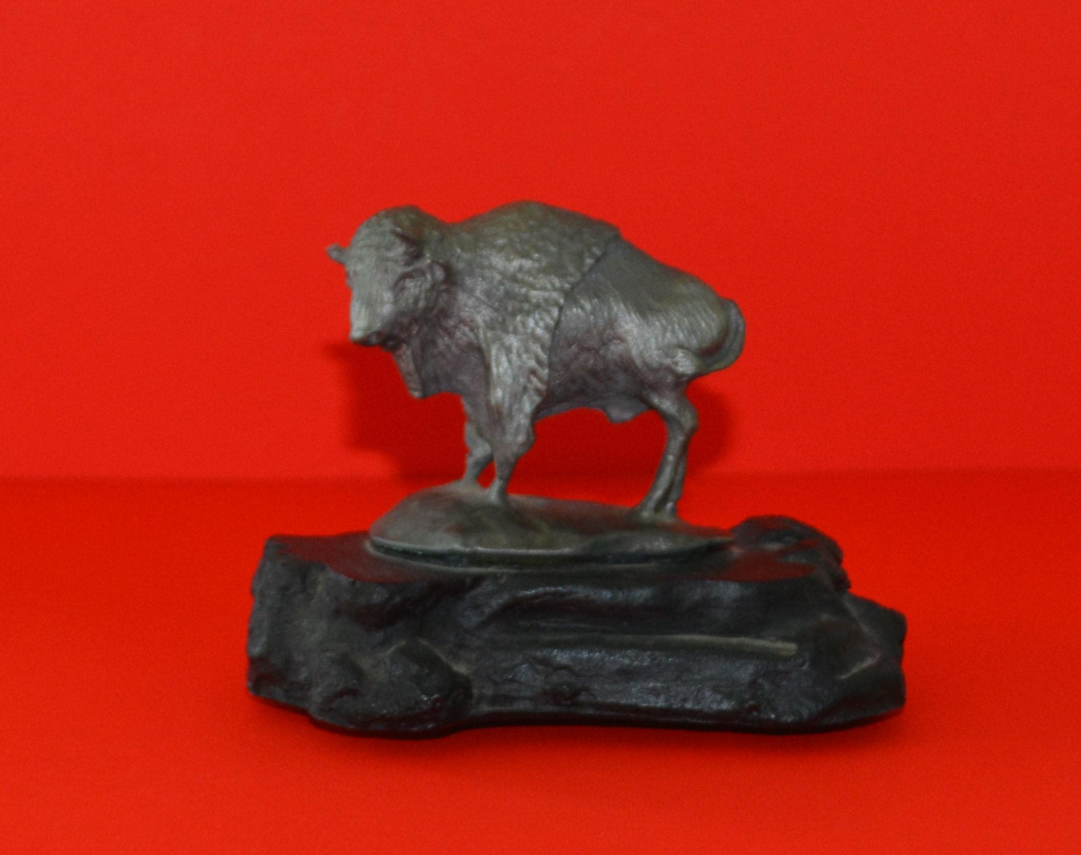 Pewter Buffalo on Coal Platform Figurine/trinket - Etsy