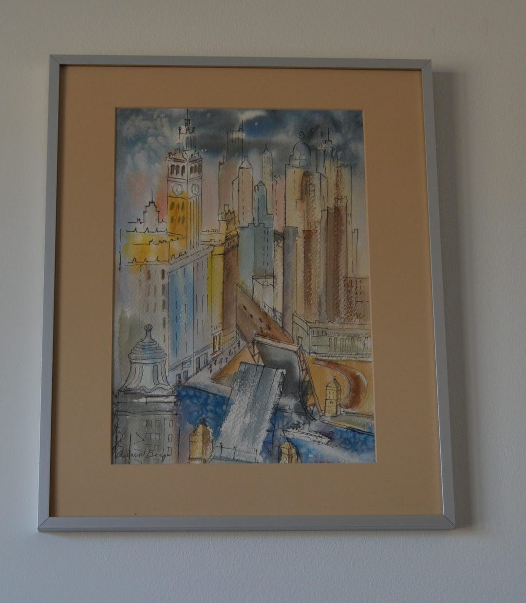 Lithograph/print-vintage Chicago Skyline Signed by Aileen Berg - Etsy