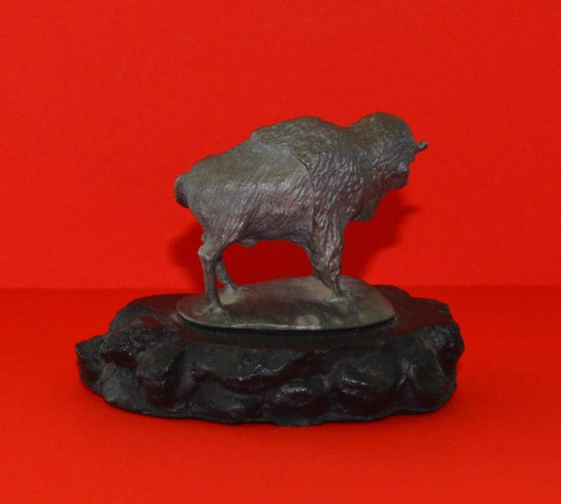 Pewter Buffalo on Coal Platform Figurine/trinket - Etsy