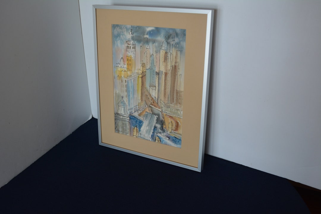 Lithograph/print-vintage Chicago Skyline Signed by Aileen Berg - Etsy