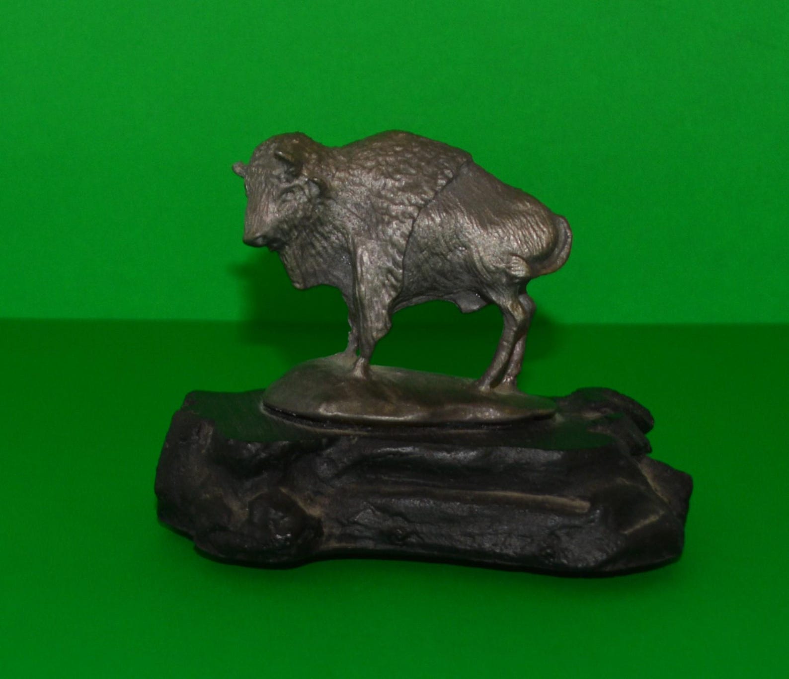 Pewter Buffalo on Coal Platform Figurine/trinket - Etsy