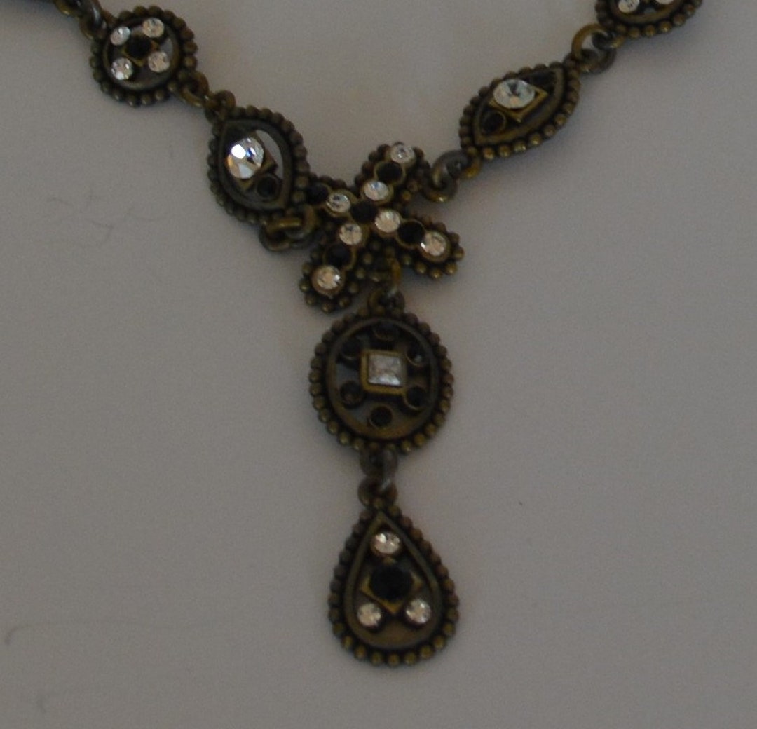 Jewelry-sku#70/necklace-vintage Art Deco Necklace-black and Clear ...