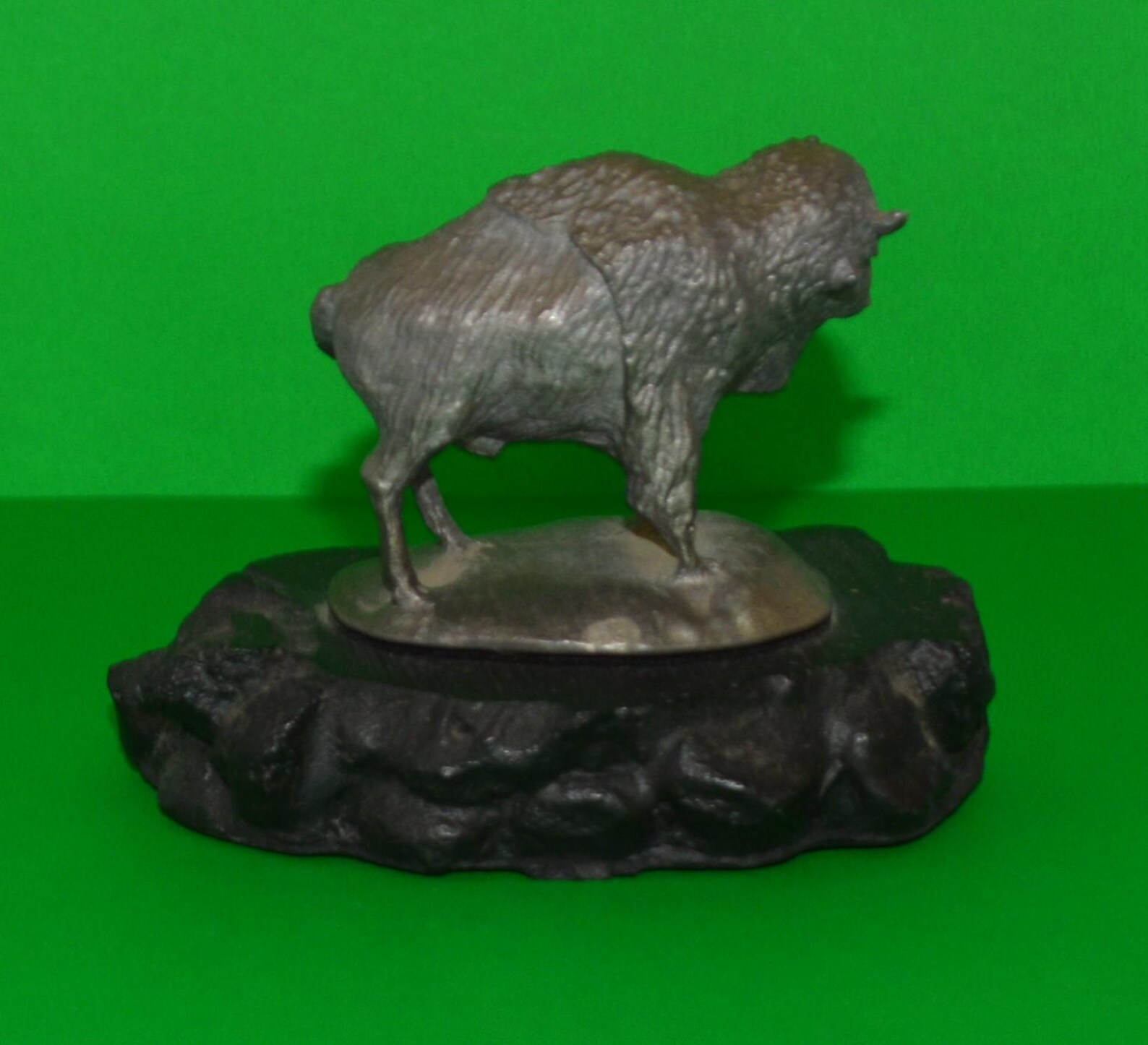 Pewter Buffalo on Coal Platform Figurine/trinket - Etsy