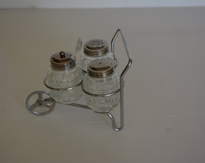 Dining/living-vintage Wheelbarrow Salt, Pepper and Jelly or Sugar ...
