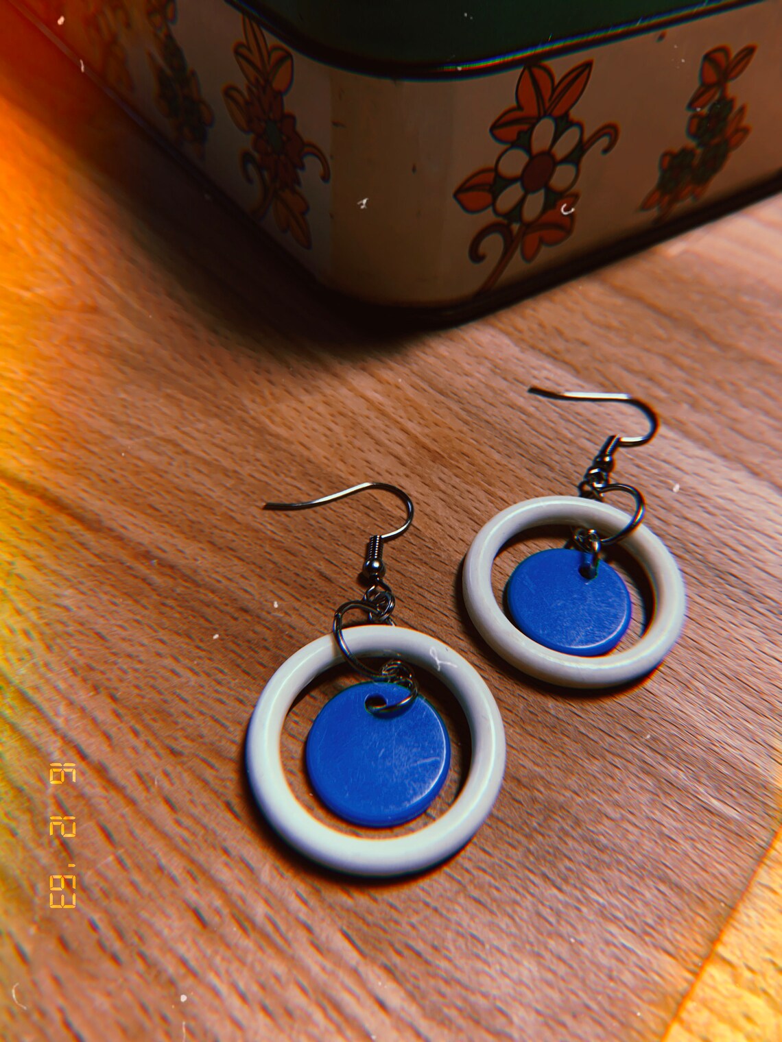 60s Mod Earrings White Blue 1960s - Etsy